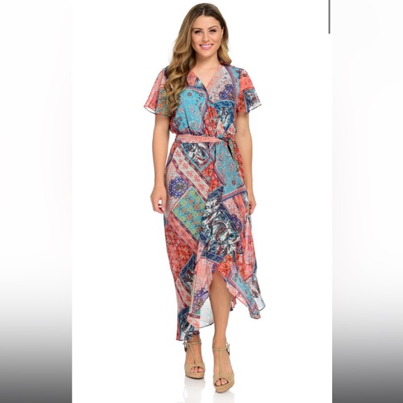 ONE WORLD | Dresses | One World Woven Chiffon Ruffle Detailed Knit ...